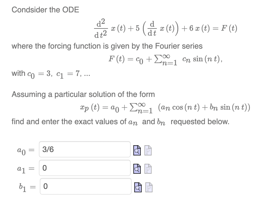 Solved Condsider the ODE dt2d2x(t)+5(dtdx(t))+6x(t)=F(t) | Chegg.com