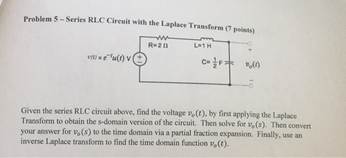 Solved Problem 5-Series RLC Cireuit with the Laplace | Chegg.com