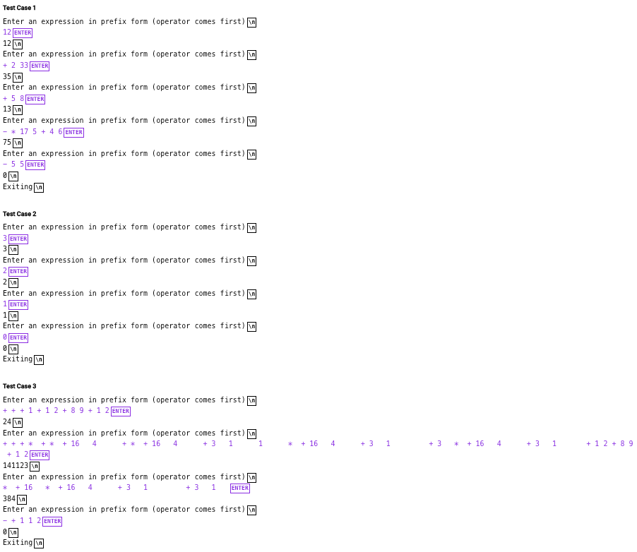 Solved Ask the user for prefix expressions and evaluate | Chegg.com