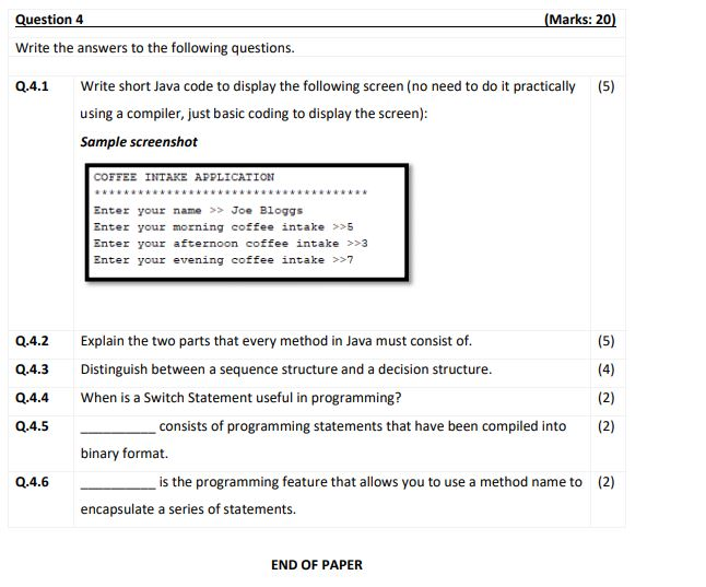 Solved Marks 20 Question 4 Write The Answers To The