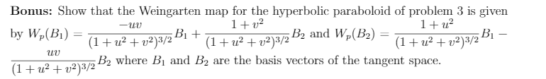 -uu Bonus: Show that the Weingarten map for the | Chegg.com