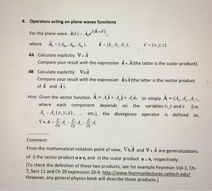Solved Operators acting on plane waves functions For the | Chegg.com