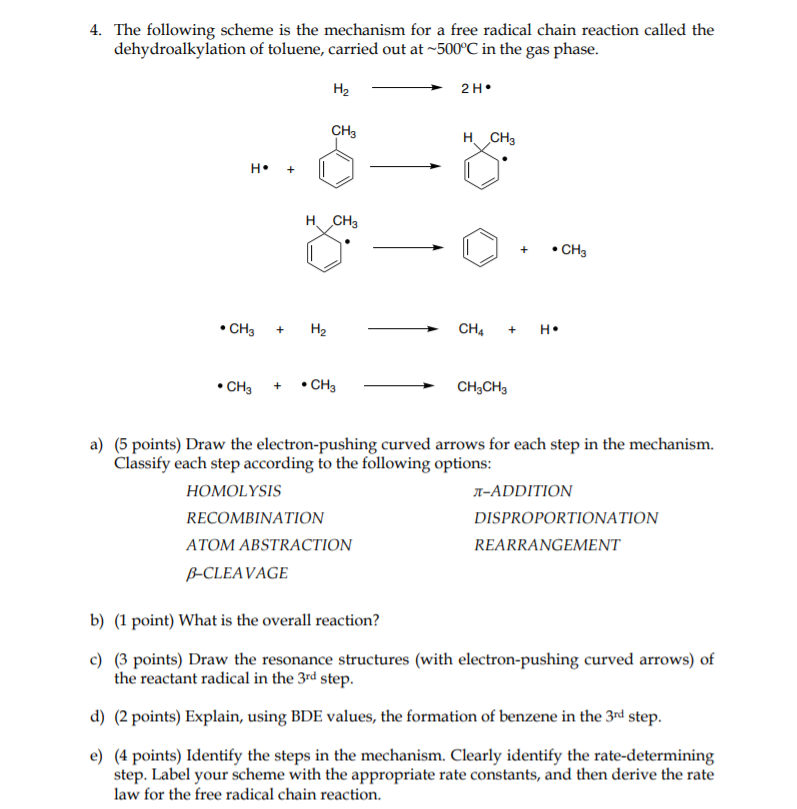 Solved 4. The following scheme is the mechanism for a free | Chegg.com