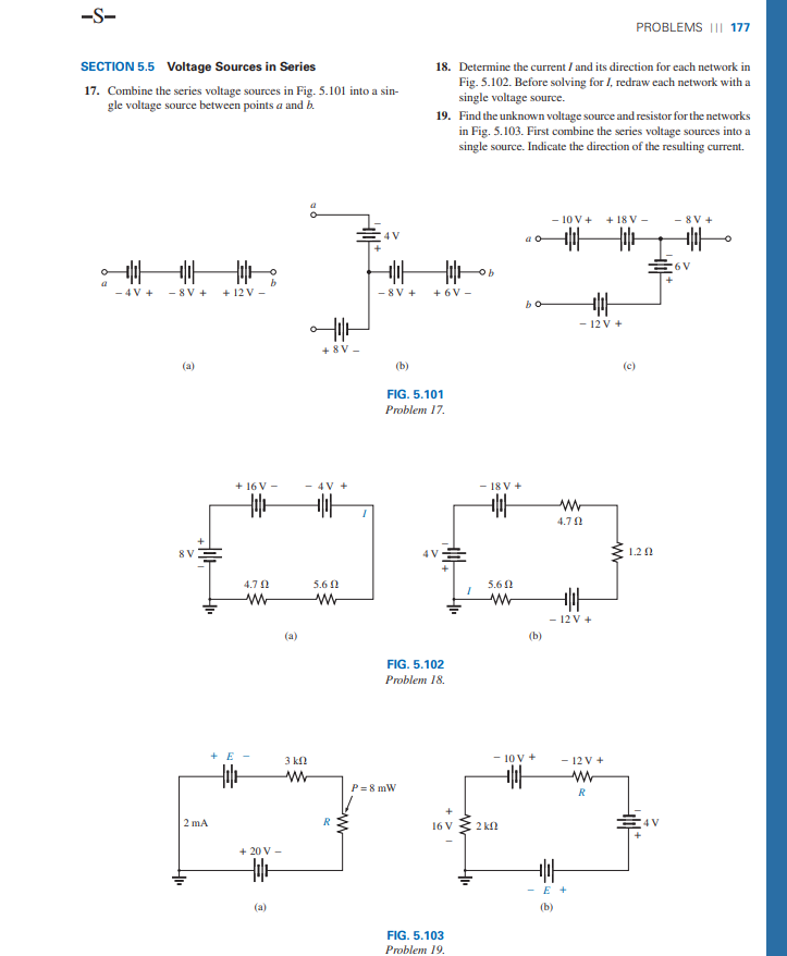 Solved 17. Combine the series voltage sources in Fig. | Chegg.com