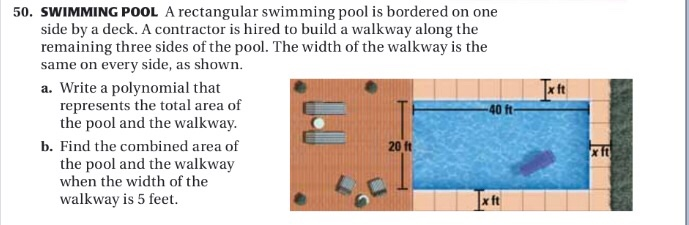 Solved 50. SWIMMING POOL A rectangular swimming pool is | Chegg.com