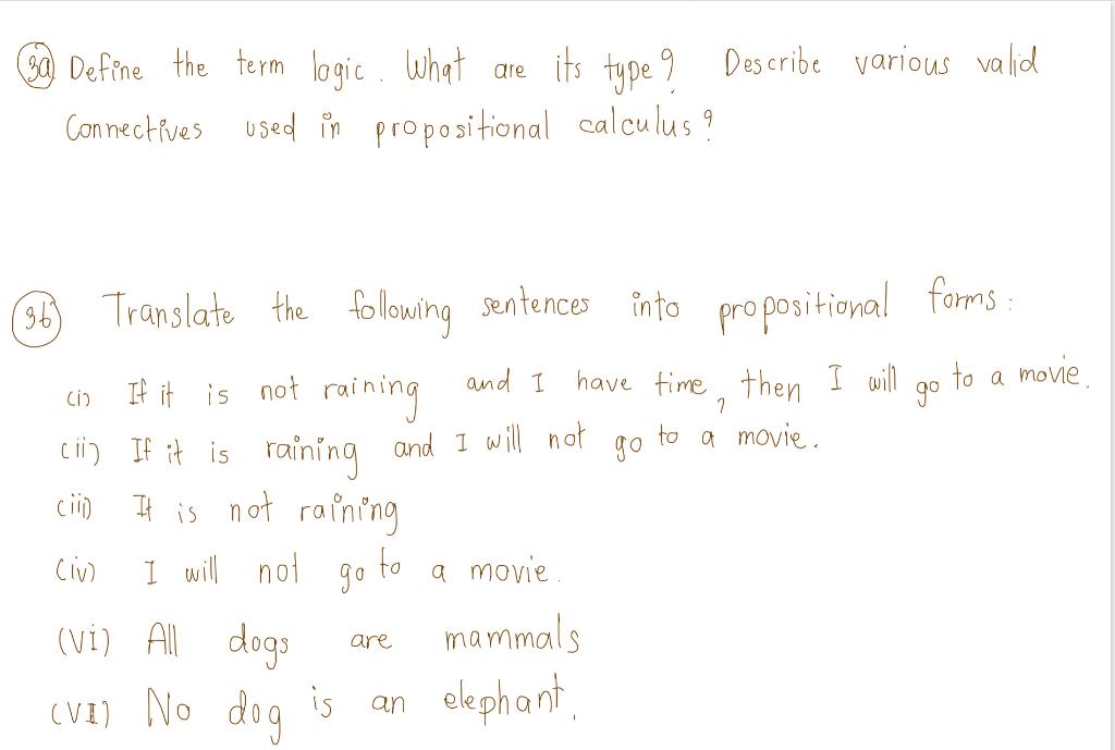 Solved (3 Define the term logic. What are its type 9 | Chegg.com