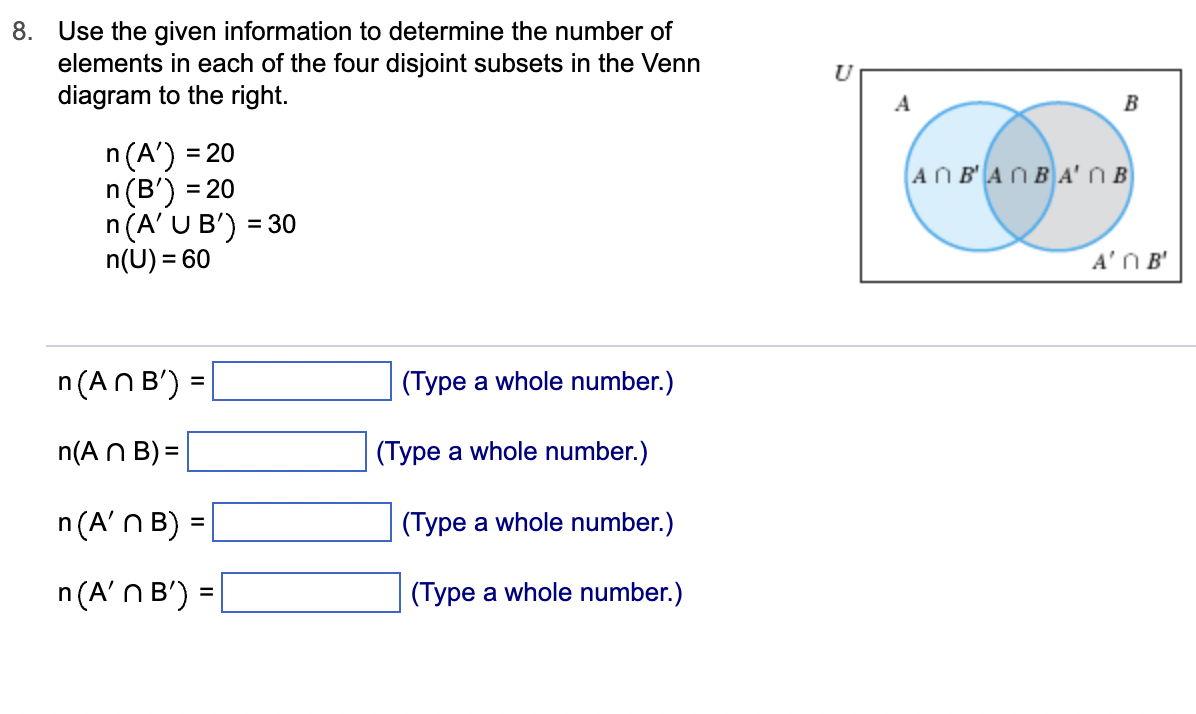 Solved Use the given information to determine the number of | Chegg.com