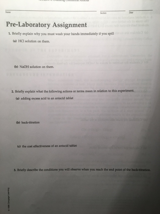 Solved Name Section Date Pre-Laboratory Assignment 1. | Chegg.com