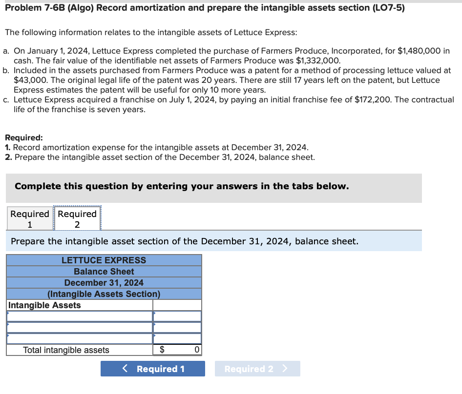 Solved Problem 7-6B (Algo) Record amortization and prepare | Chegg.com