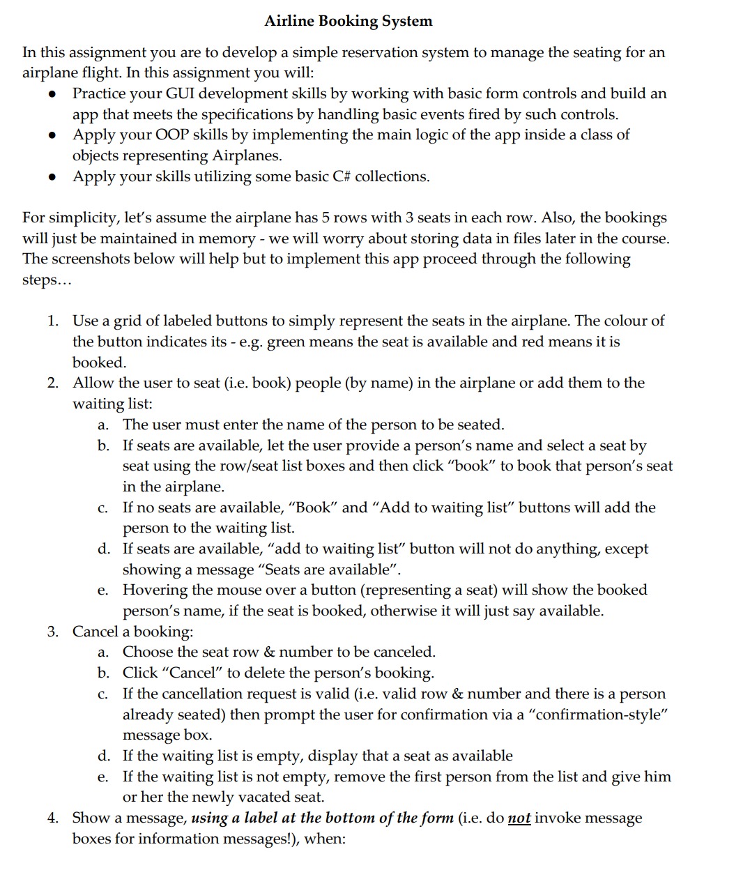 Solved Airline Booking System In this assignment you are to | Chegg.com