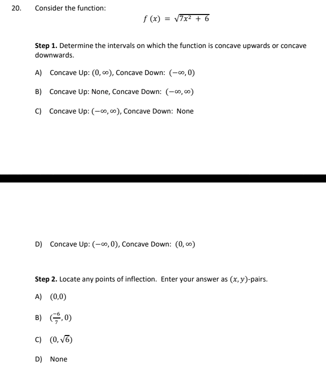 Solved 20. Consider the function: f (x) = 7x2 + 6 Step 1. | Chegg.com