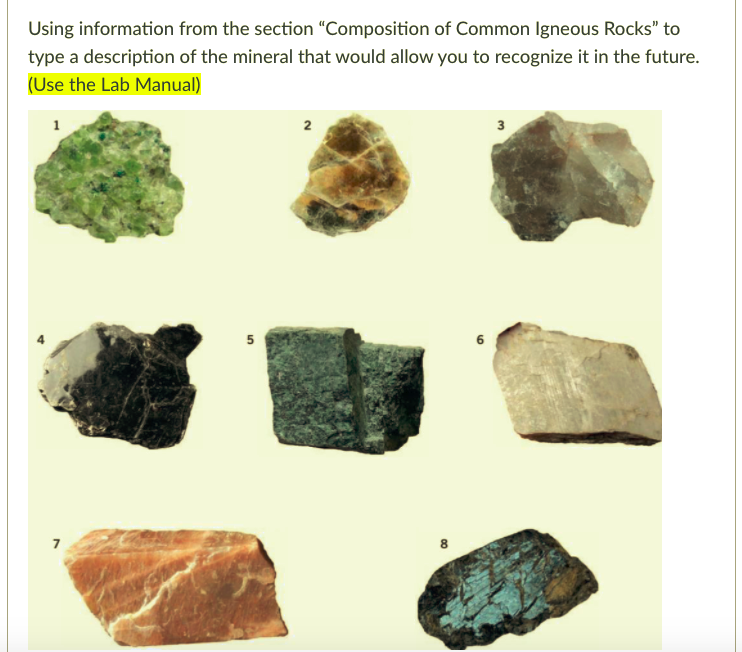 Solved Mineral 1 Mineral 2 [Choose] Greenish-gray color, | Chegg.com