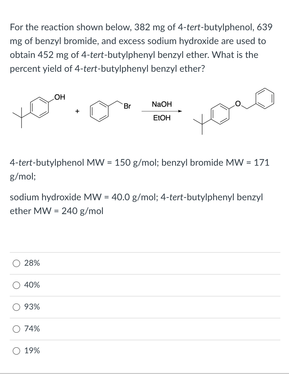 Solved For the reaction shown below, 382 mg of | Chegg.com