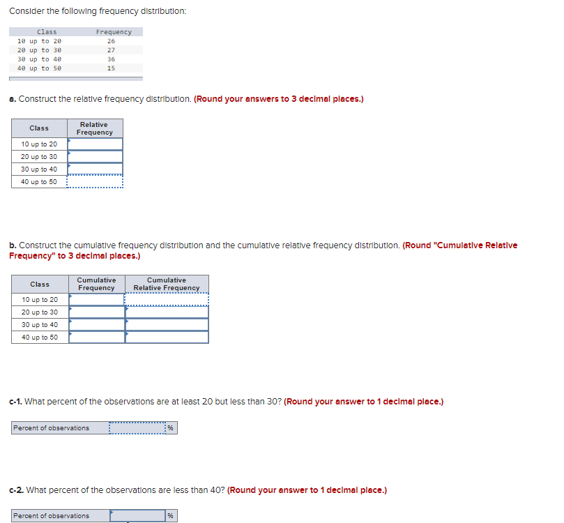 Solved Consider the following frequency distribution: Class | Chegg.com