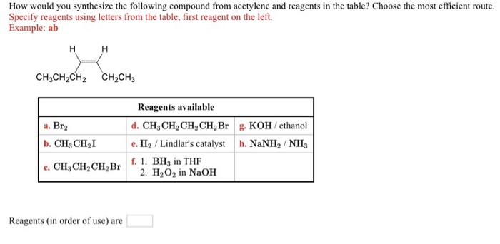Solved Identify reagents by letter from the reagents table | Chegg.com Solved Identify reagents by letter from the reagents table | Chegg.com
