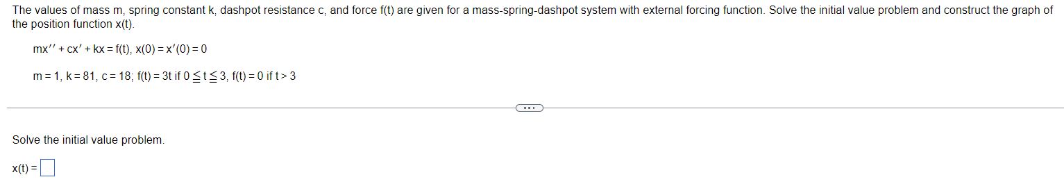 Solved the position function x(t). | Chegg.com