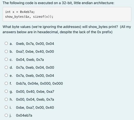 Solved The following code is executed on a 32-bit, little | Chegg.com