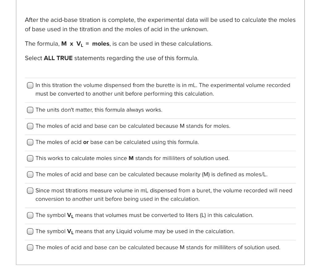 Solved After the acid-base titration is complete, the | Chegg.com