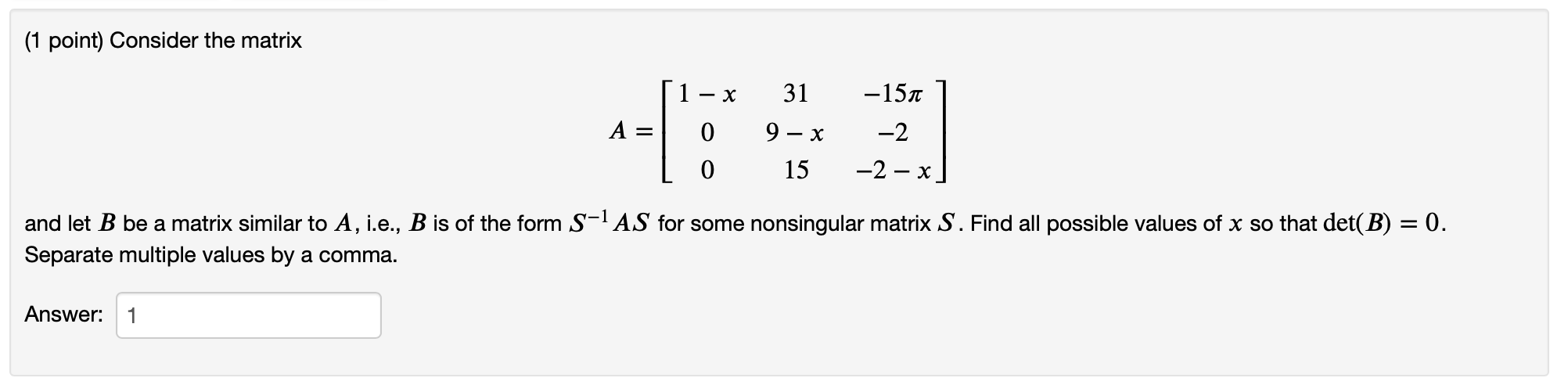 Solved (1 point) Given the | Chegg.com