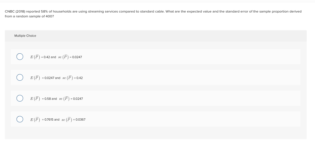 Solved rom a random sample of 400 ? Multiple Choice | Chegg.com