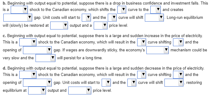 Solved b. Beginning with output equal to potential, suppose | Chegg.com