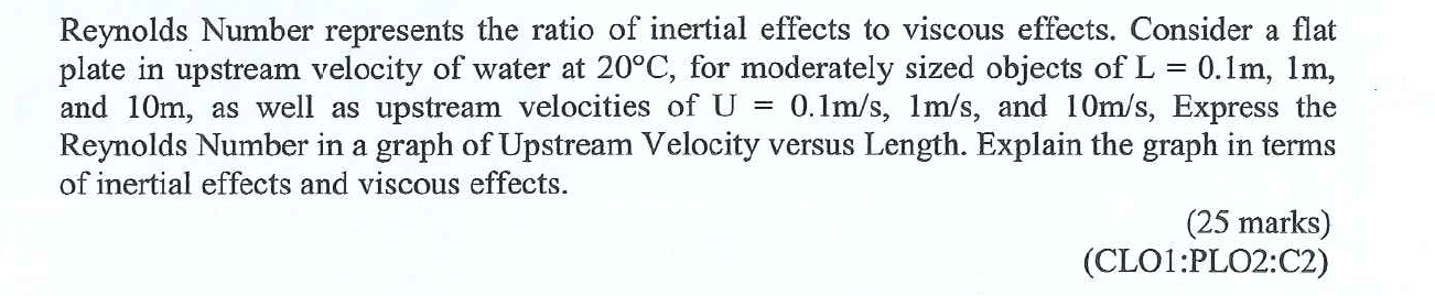Solved == Reynolds Number represents the ratio of inertial | Chegg.com