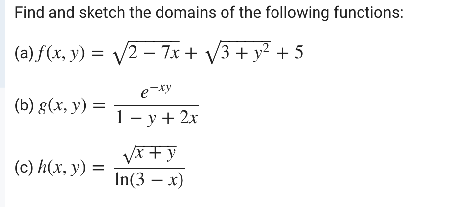 Solved Find and sketch the domains of the following | Chegg.com