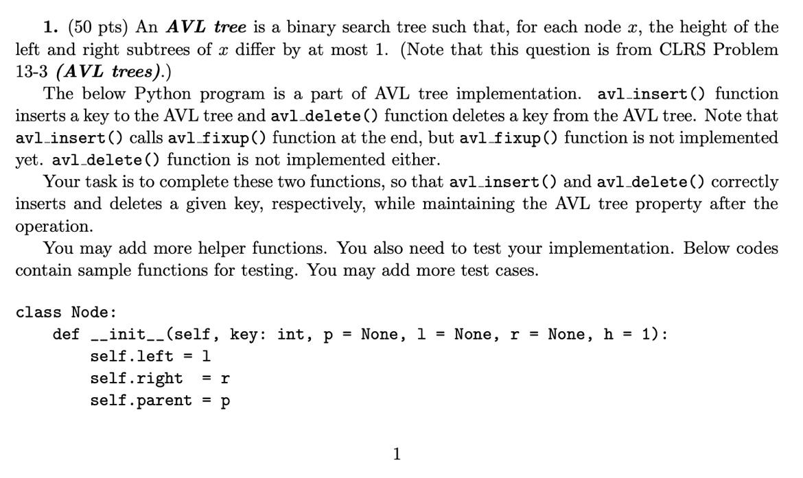 Solved 31. (50 pts) An AVL tree is a binary search tree such | Chegg.com