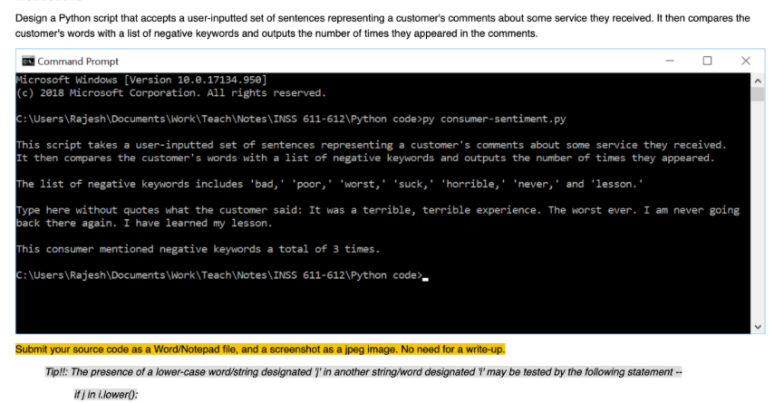Solved Design A Python Script That Accepts A User Inputted