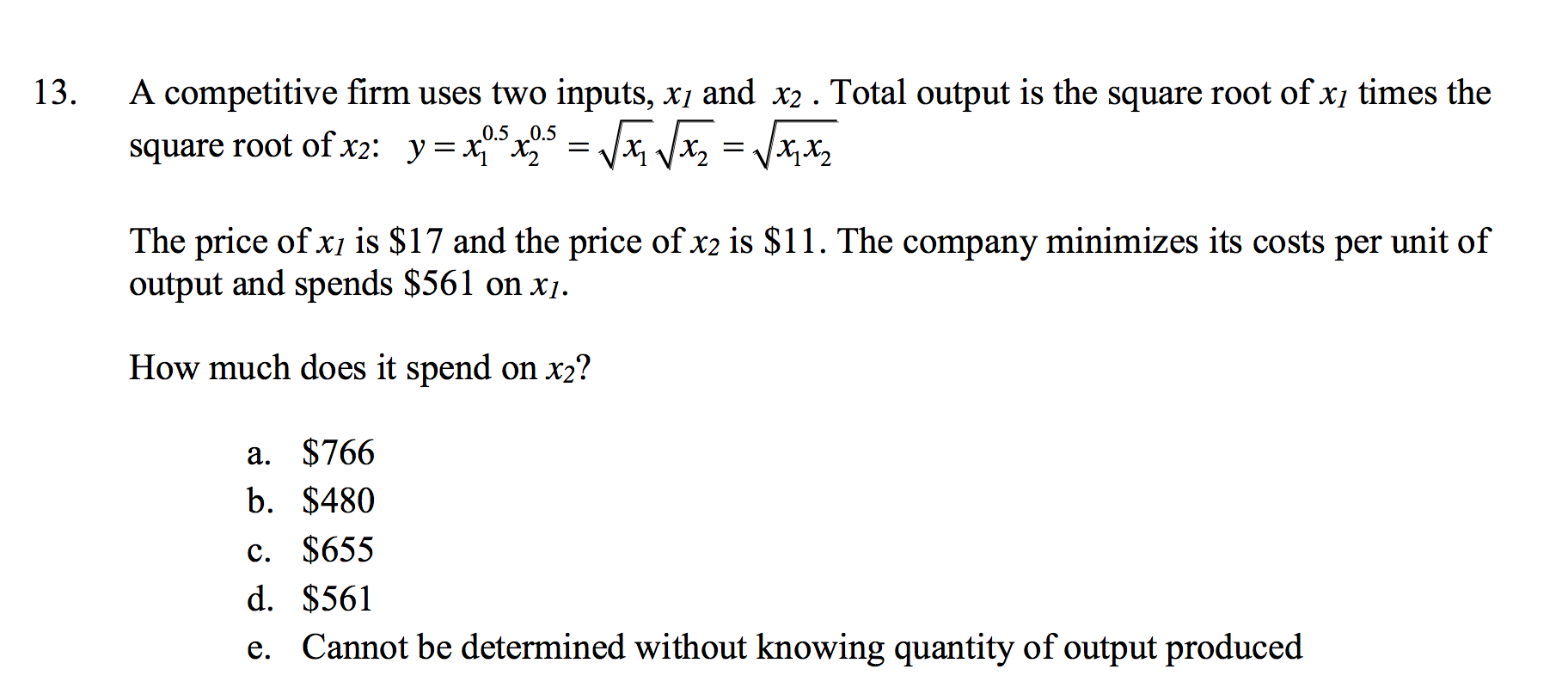 Solved 13. A competitive firm uses two inputs, xi and x2 . | Chegg.com