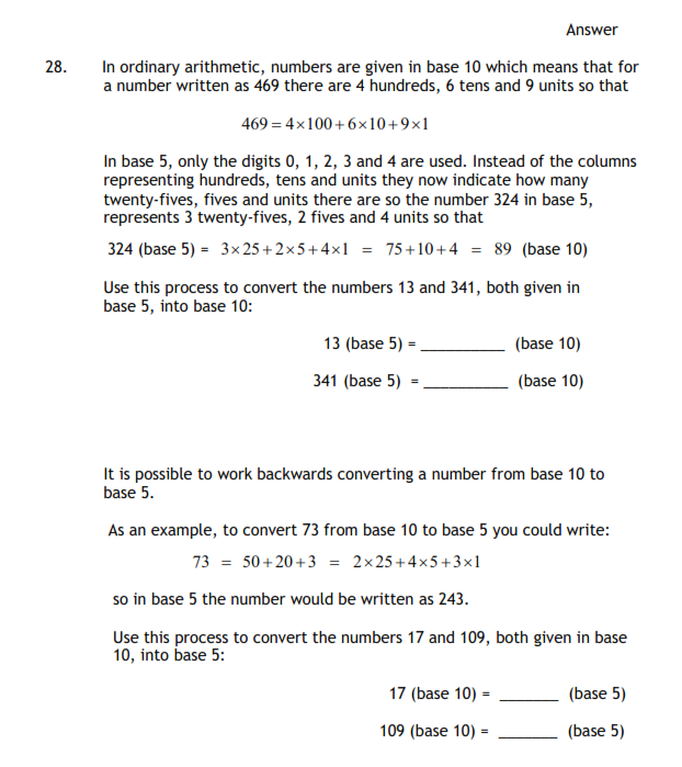 Solved Answer 28. In ordinary arithmetic, numbers are given | Chegg.com