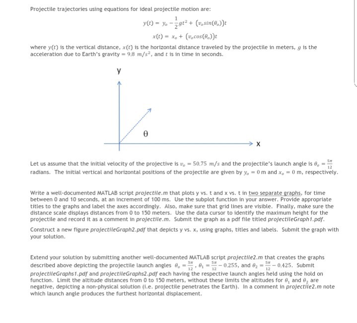 Solved Projectile trajectories using equations for ideal | Chegg.com