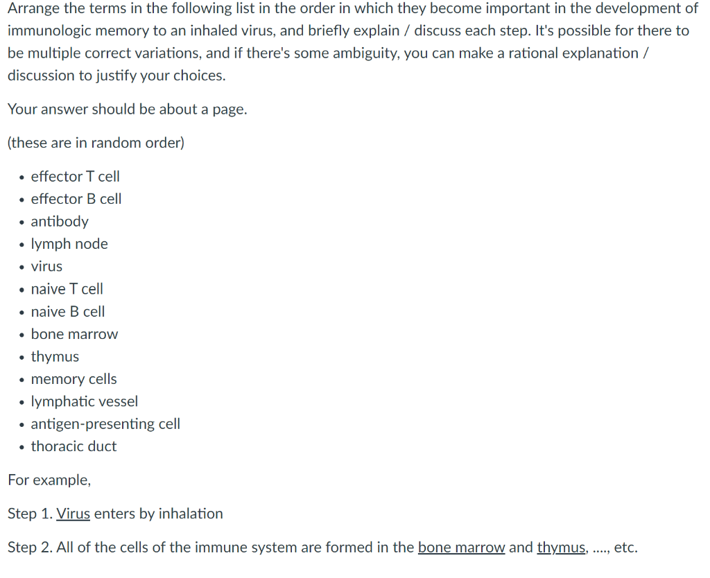 Solved Arrange the terms in the following list in the order | Chegg.com