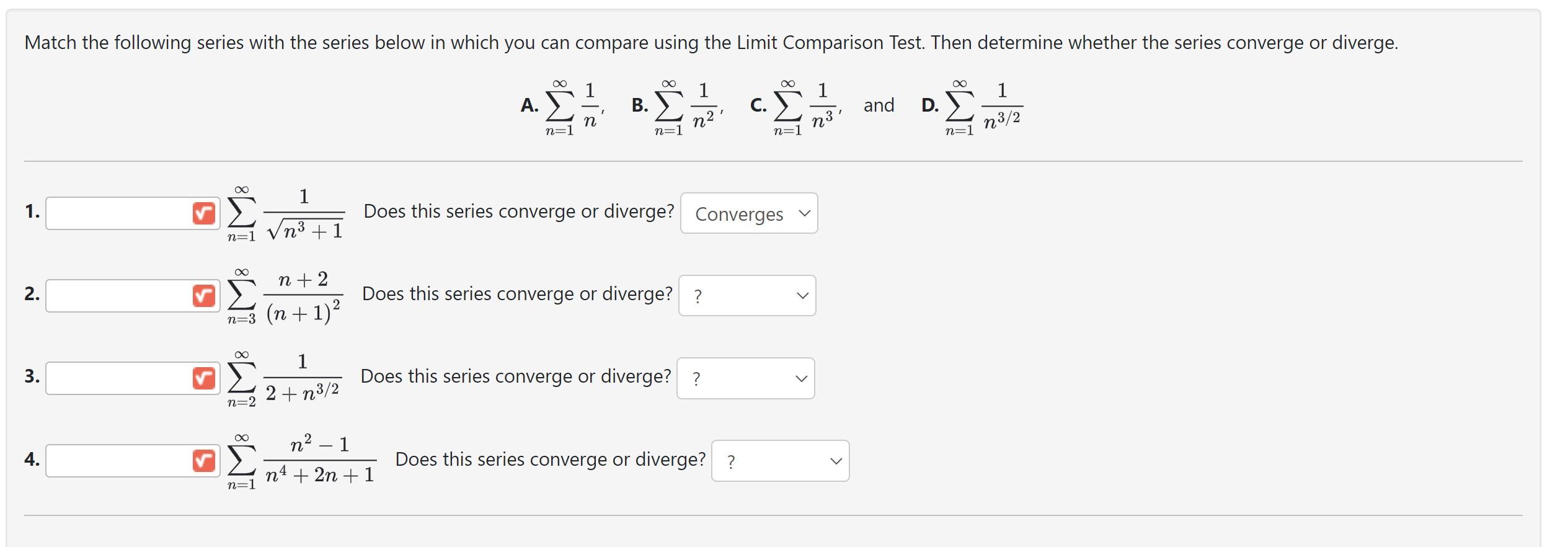 Solved Match the following series with the series below in | Chegg.com