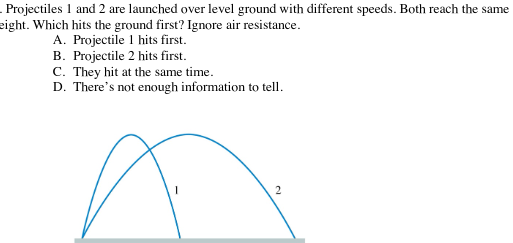 Solved Projectiles 1 and 2 are launched over level ground | Chegg.com
