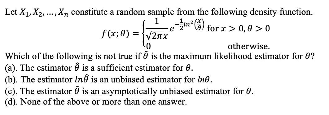 Solved Let X1,X2,…,Xn constitute a random sample from the | Chegg.com