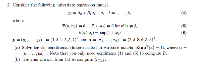2. Consider the following univariate regression model | Chegg.com