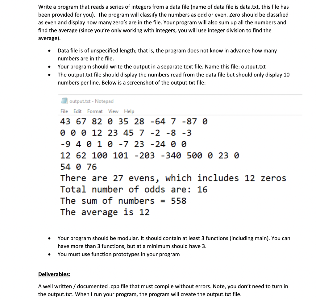 Solved Write a C++ program by inputing the data text file: | Chegg.com
