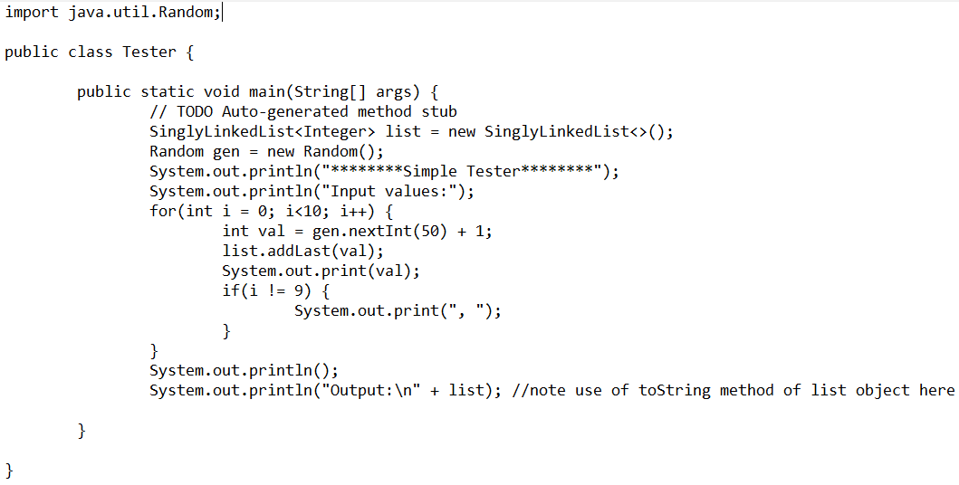 Solved Provided codeA SinglyLinkedList class is provided | Chegg.com