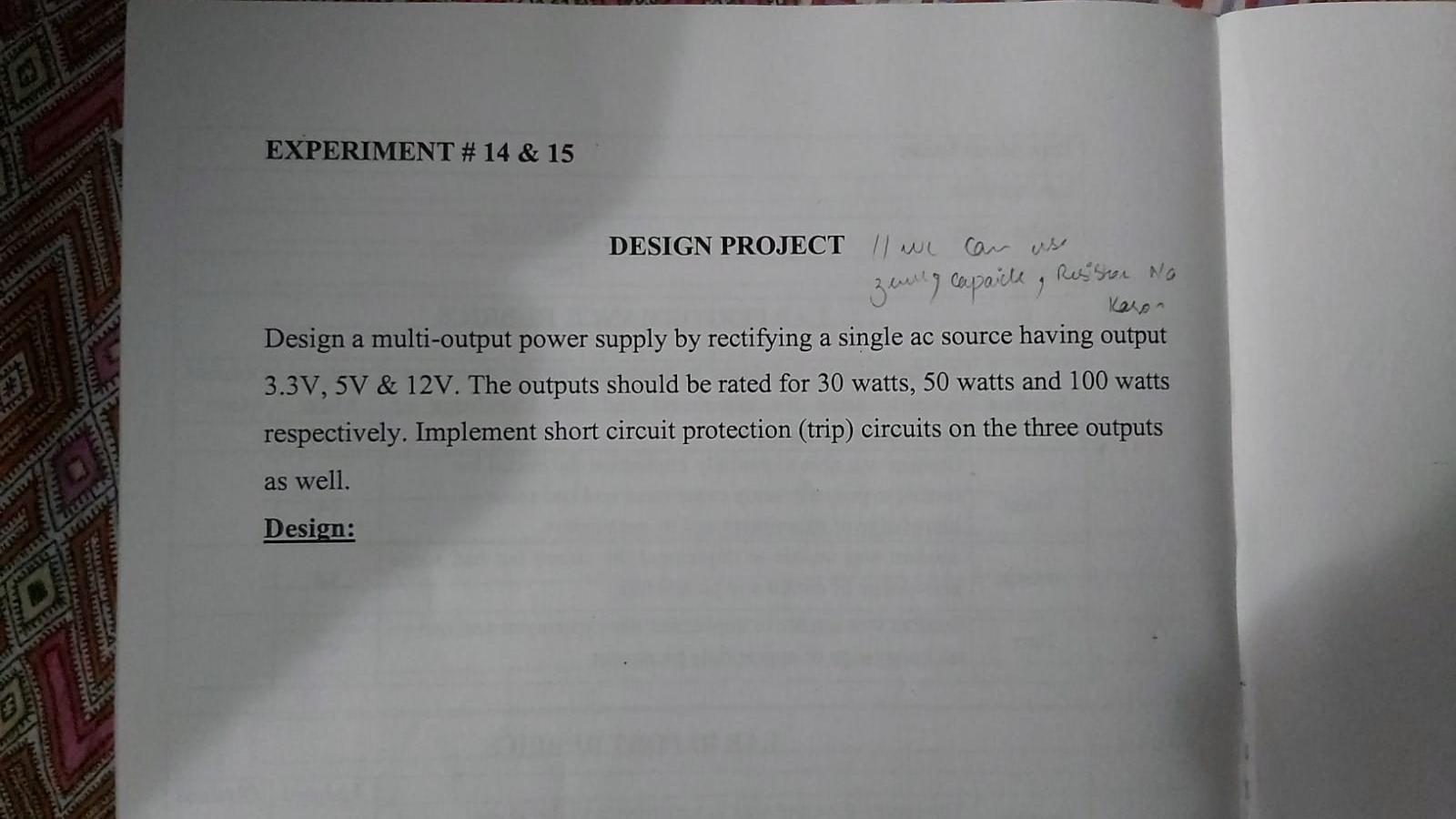 Solved DESIGN PROJECT 1/ wh can use zevilg capaill, Roista | Chegg.com