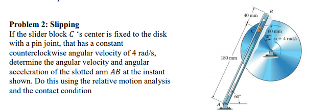 Solved 40 mm Problem 2: Slipping If the slider block C ‘s | Chegg.com