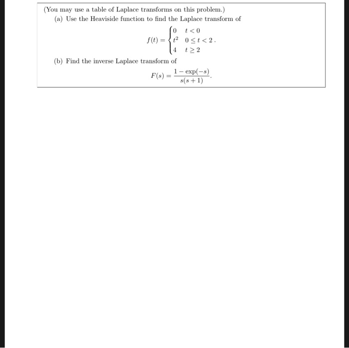Solved (You may use a table of Laplace transforms on this | Chegg.com