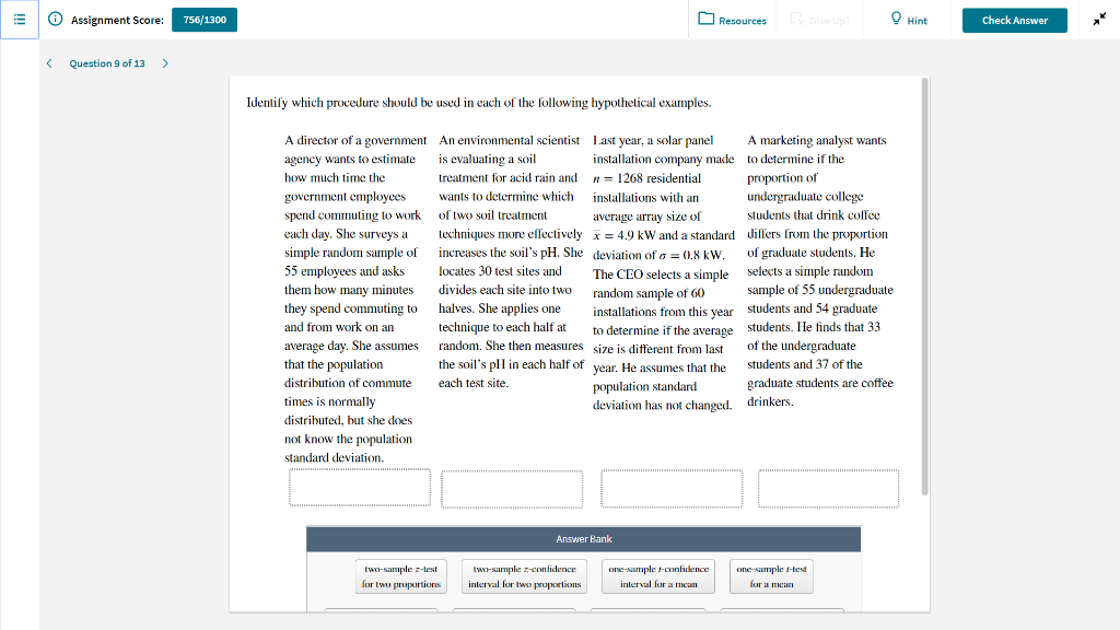 Solved Assignment Score: 756/1300 Resources Give Up Hint | Chegg.com