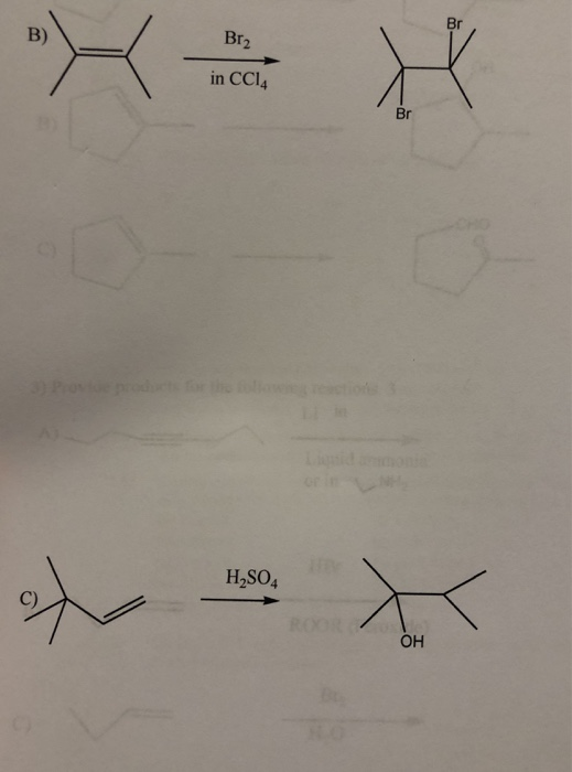 Solved Br B) Br2 in CCl4 Br H2SO4 C) OH | Chegg.com