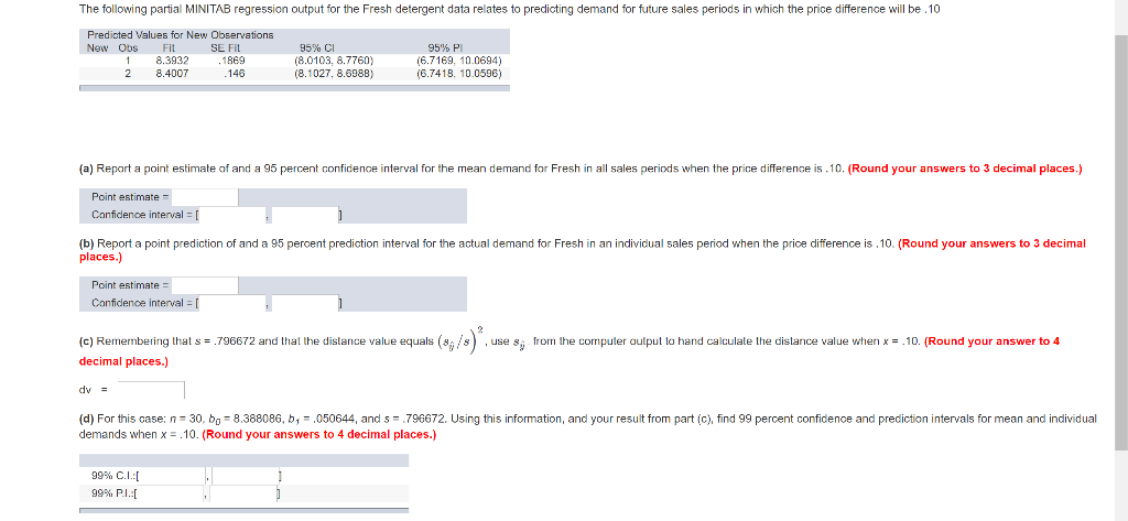 Solved The following partial MINITAB regression output for | Chegg.com