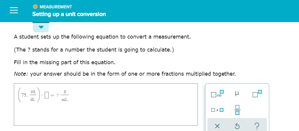 Solved O MEASUREMENT Setting up a unit conversion A student | Chegg.com