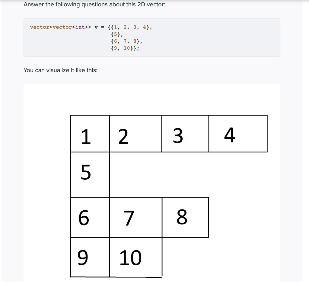 Solved Answer the following questions about this 20 vector: | Chegg.com