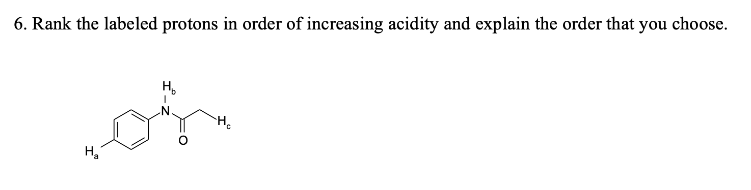 Solved 6. Rank the labeled protons in order of increasing | Chegg.com