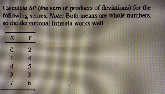 Solved Calculate SP (the sum of products of deviations) for | Chegg.com