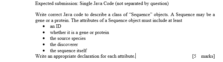 Solved Expected submission: Single Java Code (not separated | Chegg.com